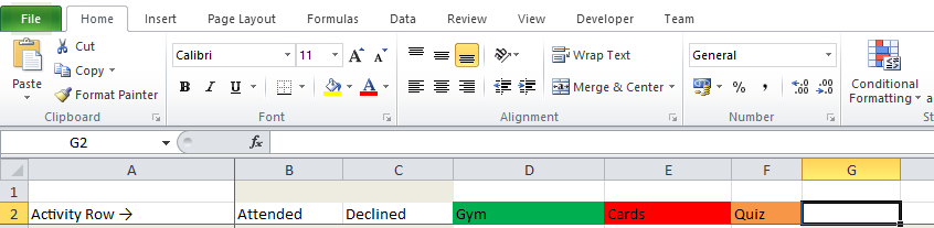 Custom Coloured Cells In Excel